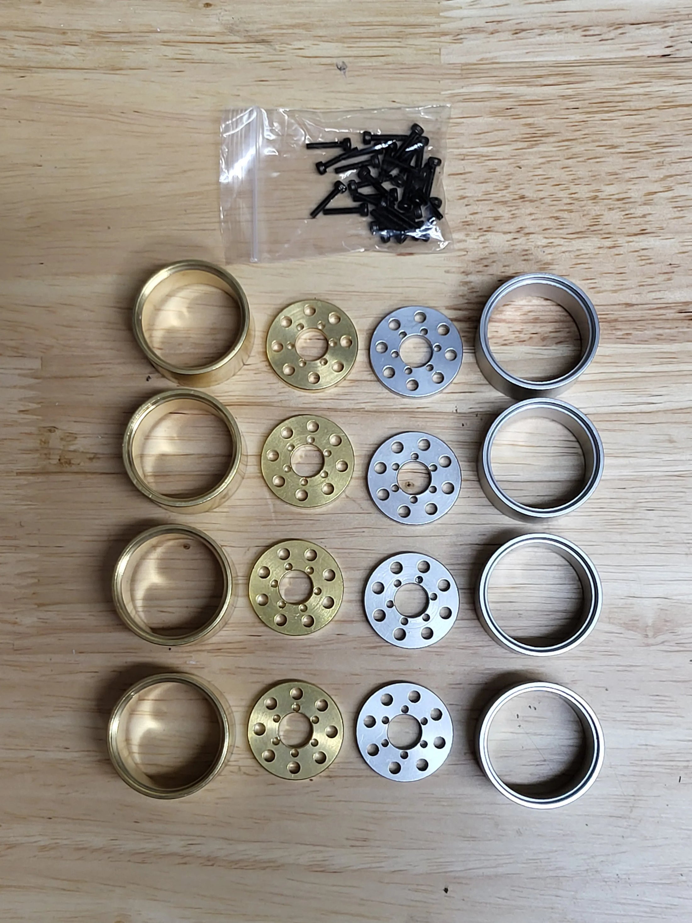 Island style wheel spacers and rings For UPW and DDP wheels, brass or ...